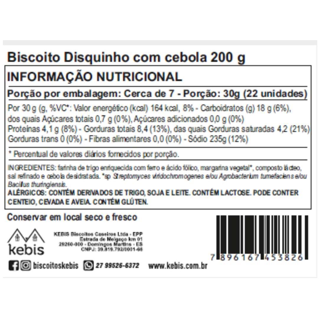 Biscoito Disquinho de Cebola - KEBIS BISCOITOS
