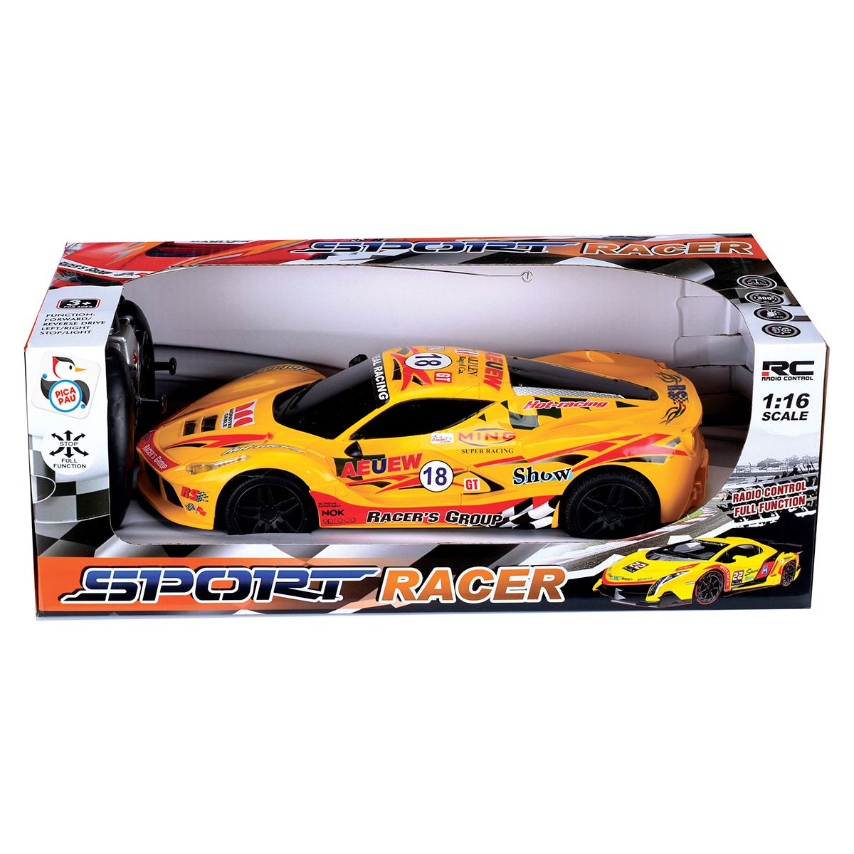 Sport Racer - Carrinho de Controle Remoto 4 Funções com Luz - Amendoim ...