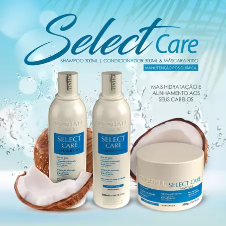Kit Select Care Shampoo + Condicionador 300ml + Máscara 300g Prohall ...