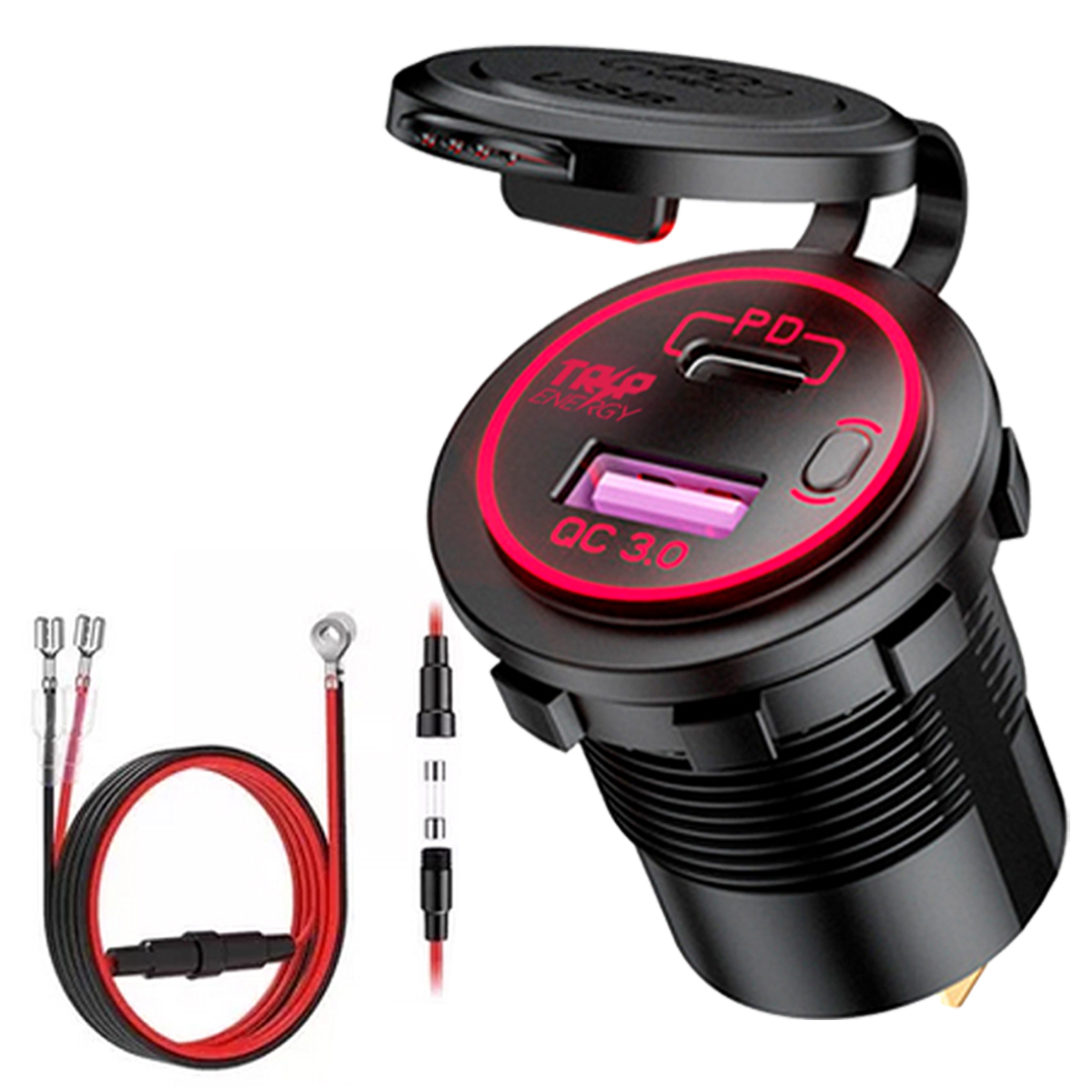 Tomada USB Carregador Turbo Veicular Duplo Saída PD e QC 3.0 2 Saídas ...