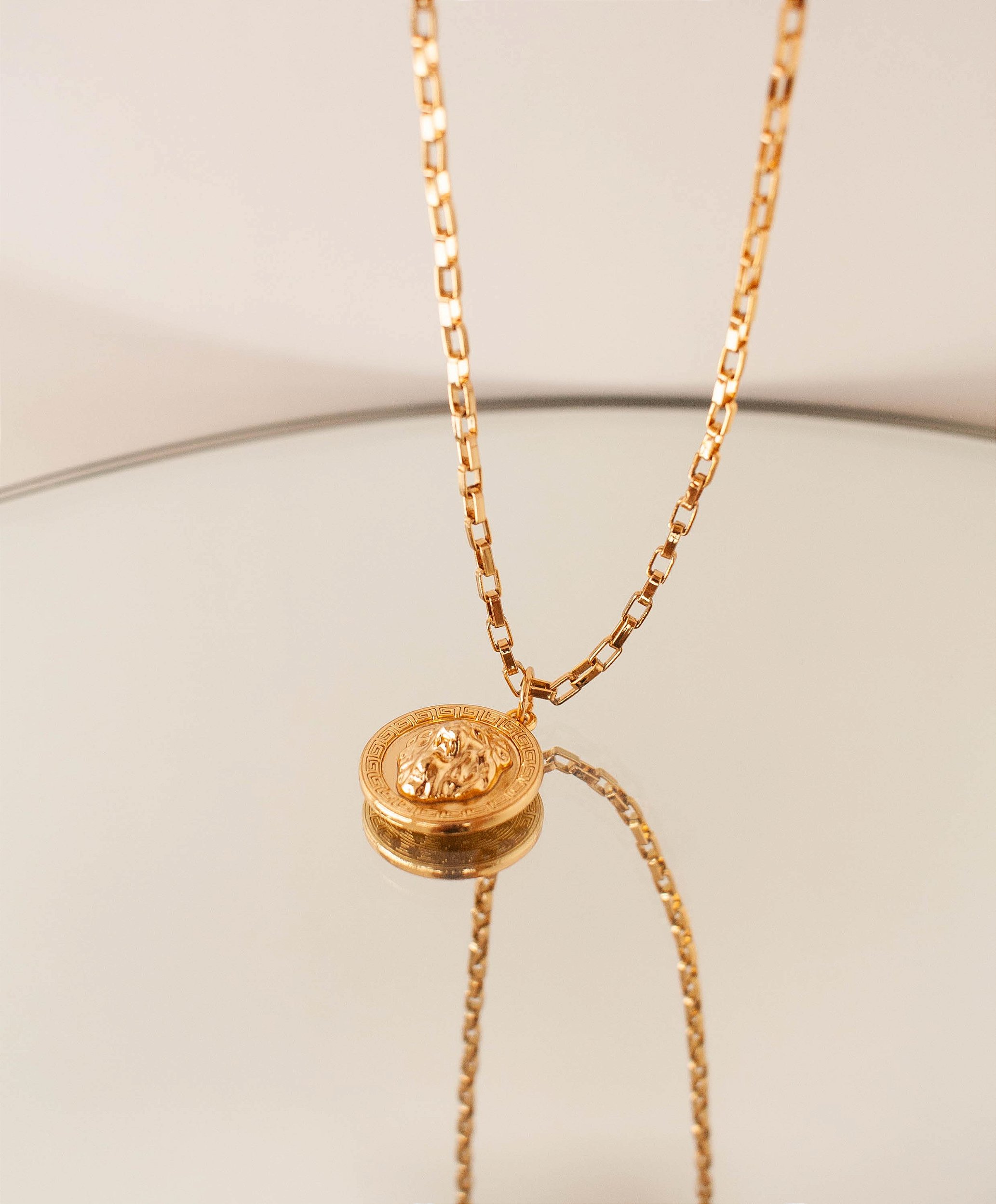 Colar Com Pingente Circular de Leão Dourado - Astele - Astele