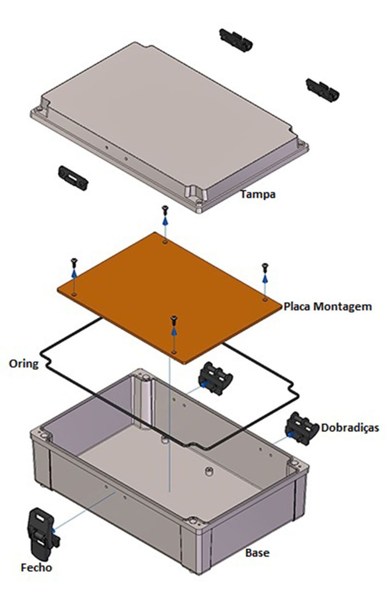 Caixa Montagem Pvc 280x180x90mm C/ Fecho E Dobradiça cor preto - A ...