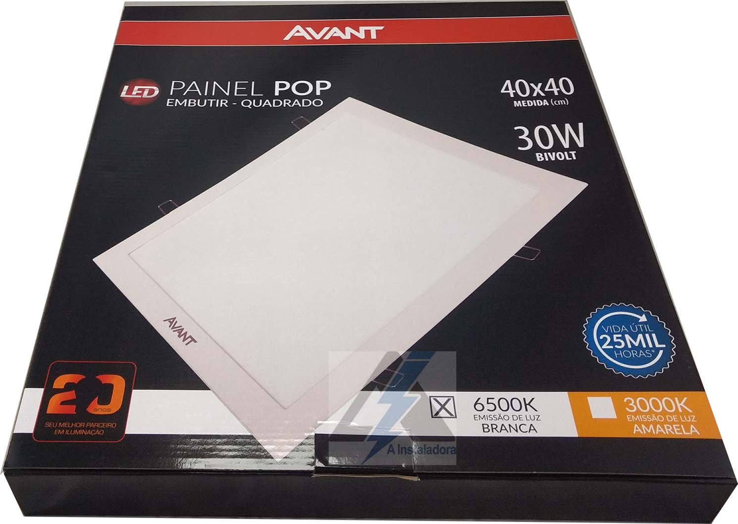 Painel led Sobrepor Quadrado 30w Avant - A Instaladora