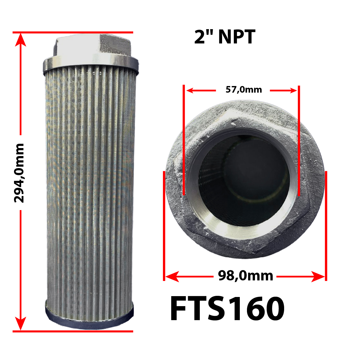 FTS160 - Filtro de Sucção 2" NPT 160 LPM - Zermat Comercial