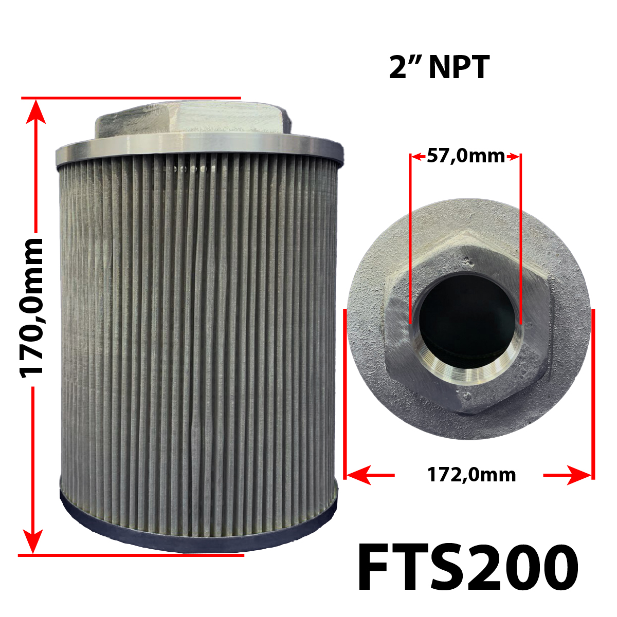 FTS200- Filtro de Sucção 2" NPT 200 LPM - Zermat Comercial