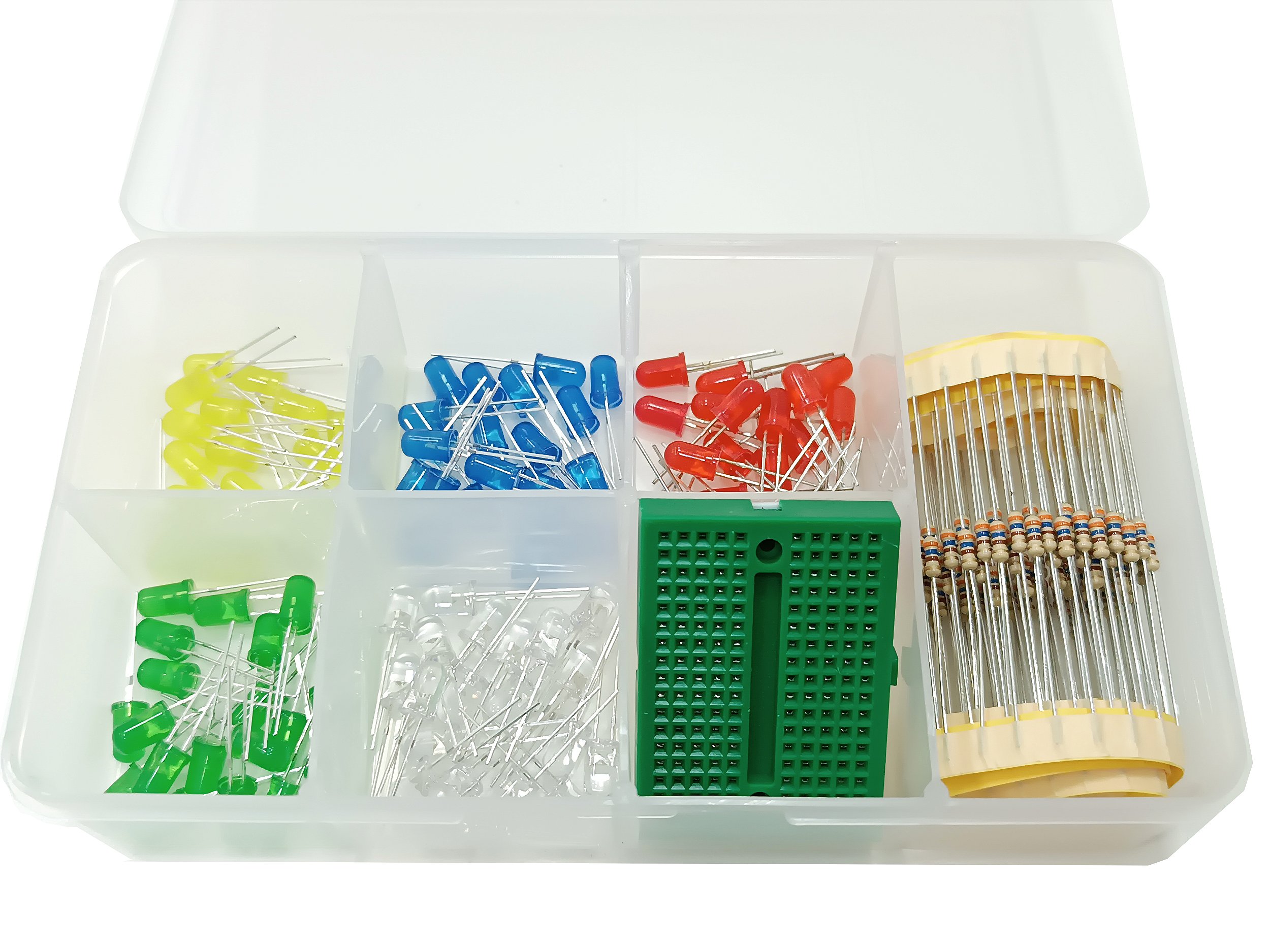 Kit 100 LED 5mm com Protoboard, Resistores e Caixa Organizadora - BR ...