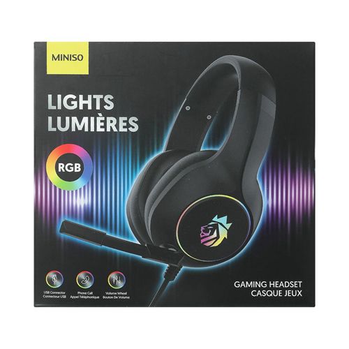 HEADSET GAMER LIGHTS LUMIÈRES RGB HEAVY BASS MODELO H05 PRETO - Miniso Shop