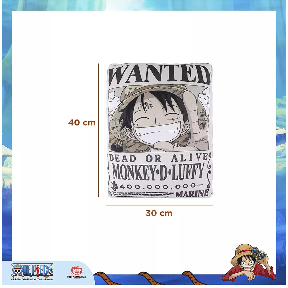ALMOFADA QUADRADA COLEÇÃO ONE PIECE LUFFY MINISO 40 CM - Miniso Shop