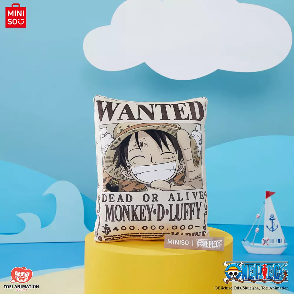 ALMOFADA QUADRADA COLEÇÃO ONE PIECE LUFFY MINISO 40 CM - Miniso Shop