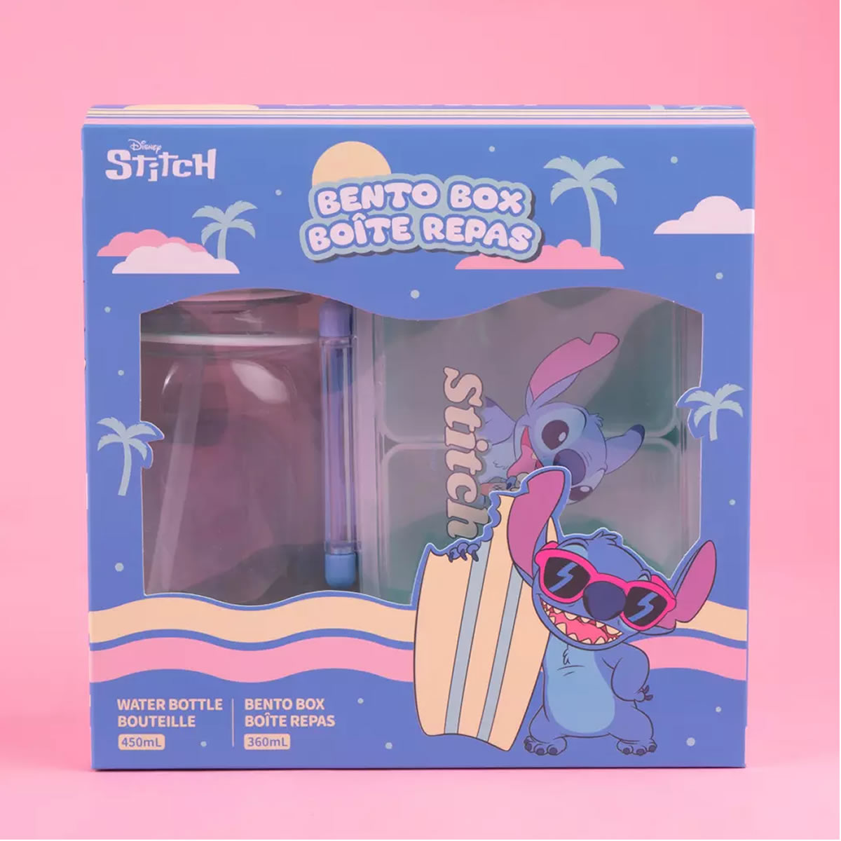 CONJUNTO BENTO BOX 360 ML. COM GARRAFA 450 ML. DISNEY STITCH ALOHA ...