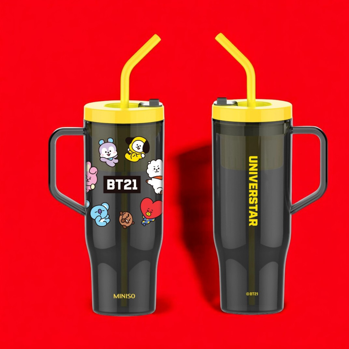 Copo Caneca BT21 UNIVERSTAR MINISO 1250ml Com Tampa Infusora - Miniso Shop