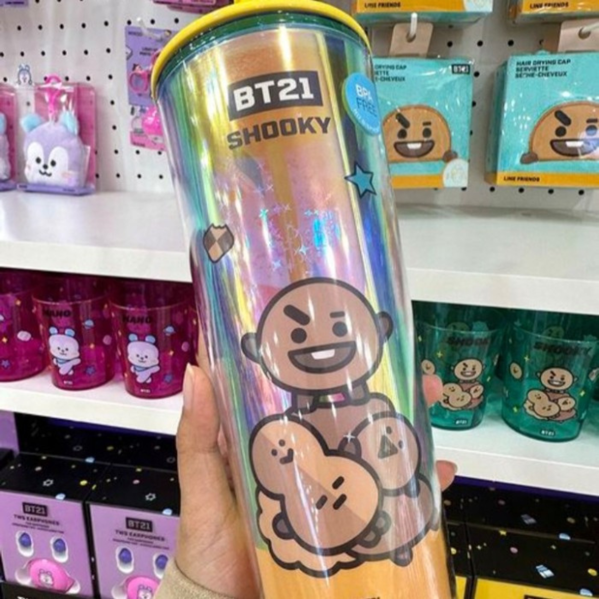 COPO COM CANUDO CAMADA DUPLA BT21 SHOOKY MINISO - Miniso Shop