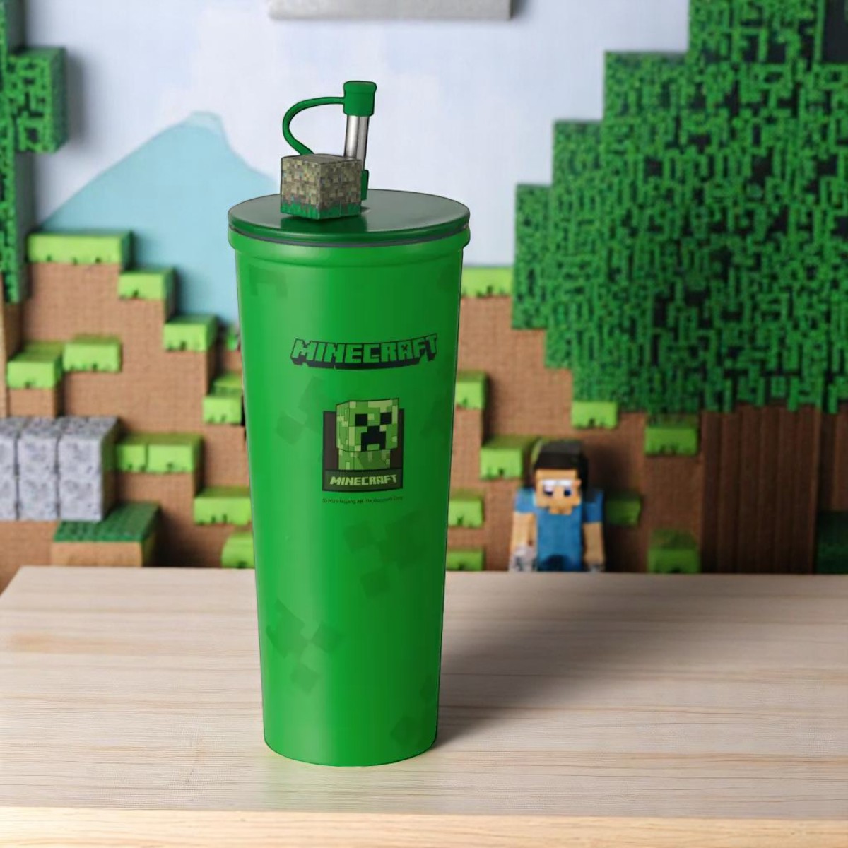 Copo Térmico Minecraft Gamer Com Canudo Inox Miniso - Miniso Shop