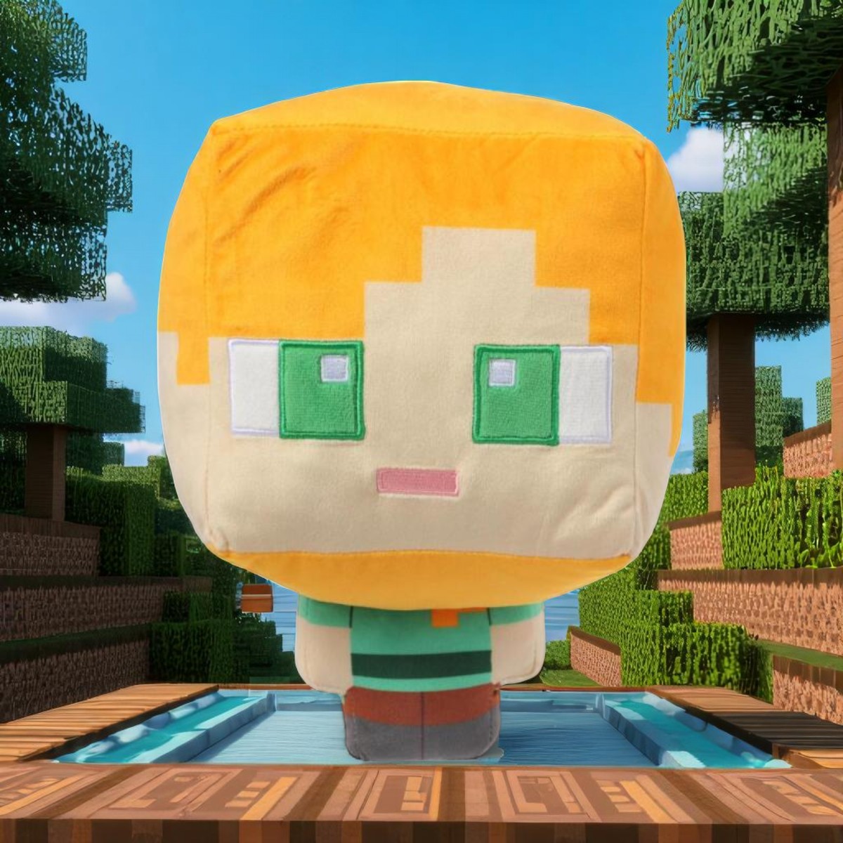 Pelúcia Infantil Minecraft Alex Pixel Original Miniso - Miniso Shop