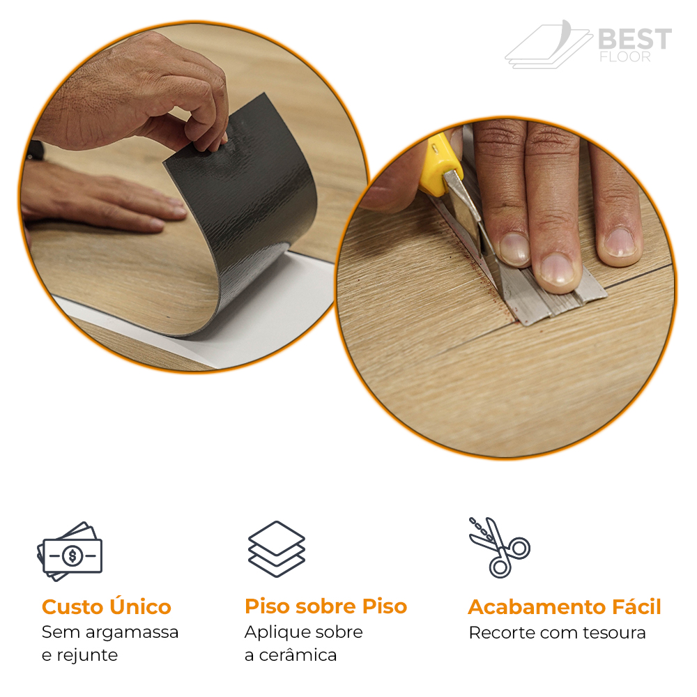 Piso Vinilico Autocolante com Adesivo Best Floor 2 mm cores - Caixa 3 ...