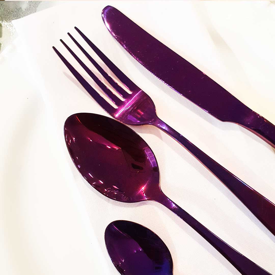 Talheres de inox 304 brilhante - 8 peças Coloridos - Não Descasca - Can ...