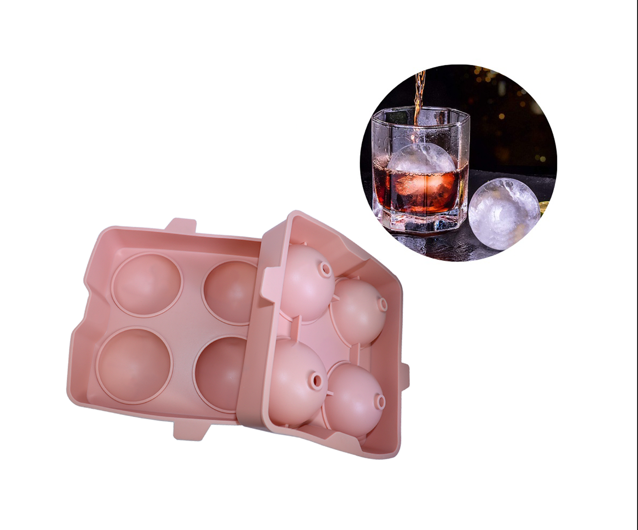 Forma de Gelo Esférica com 4 Cavidades - Silicone Grande - Can.u.do ...