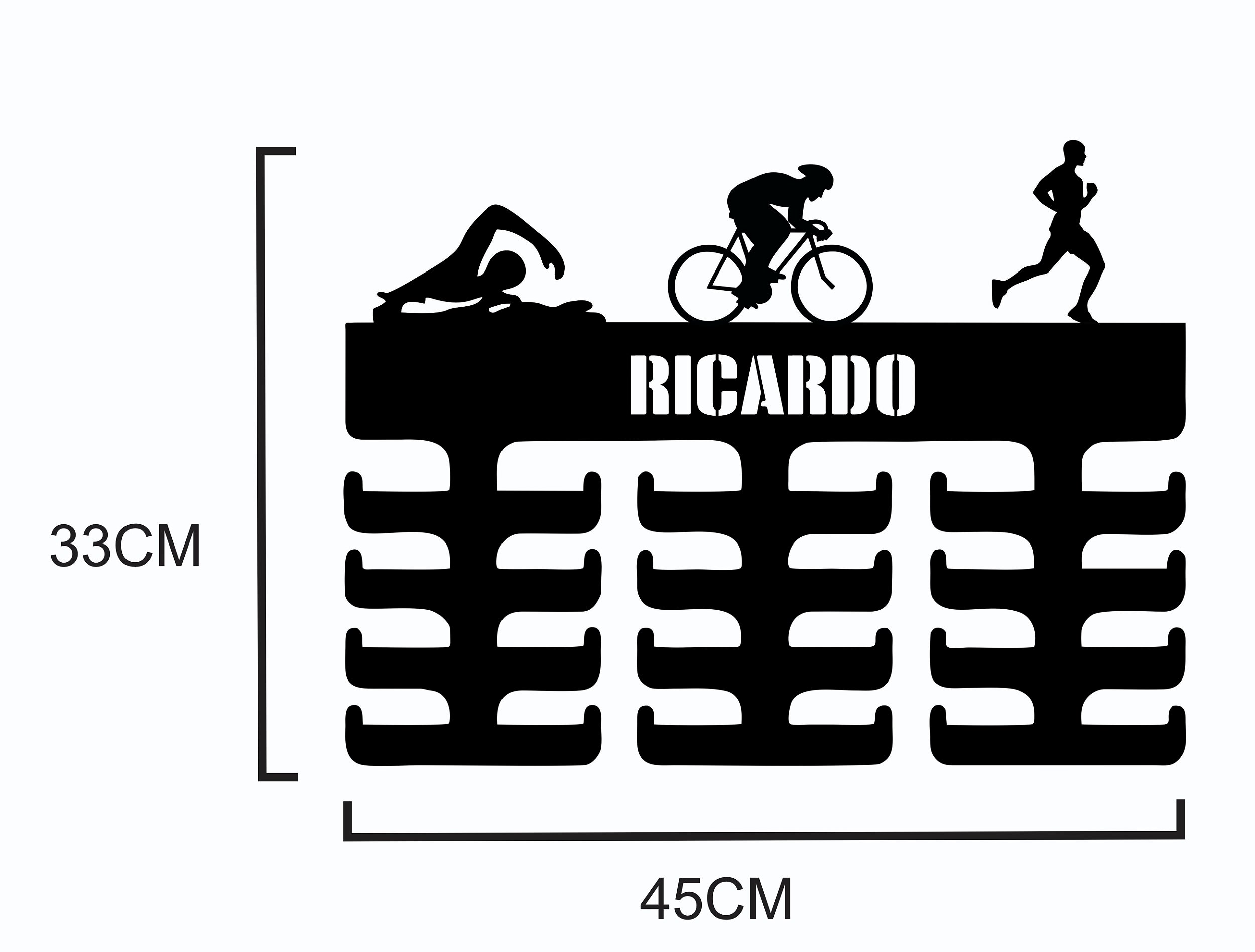 Porta Medalhas Triatlo Masculino | Decora Arte Laser - Decora Arte Laser