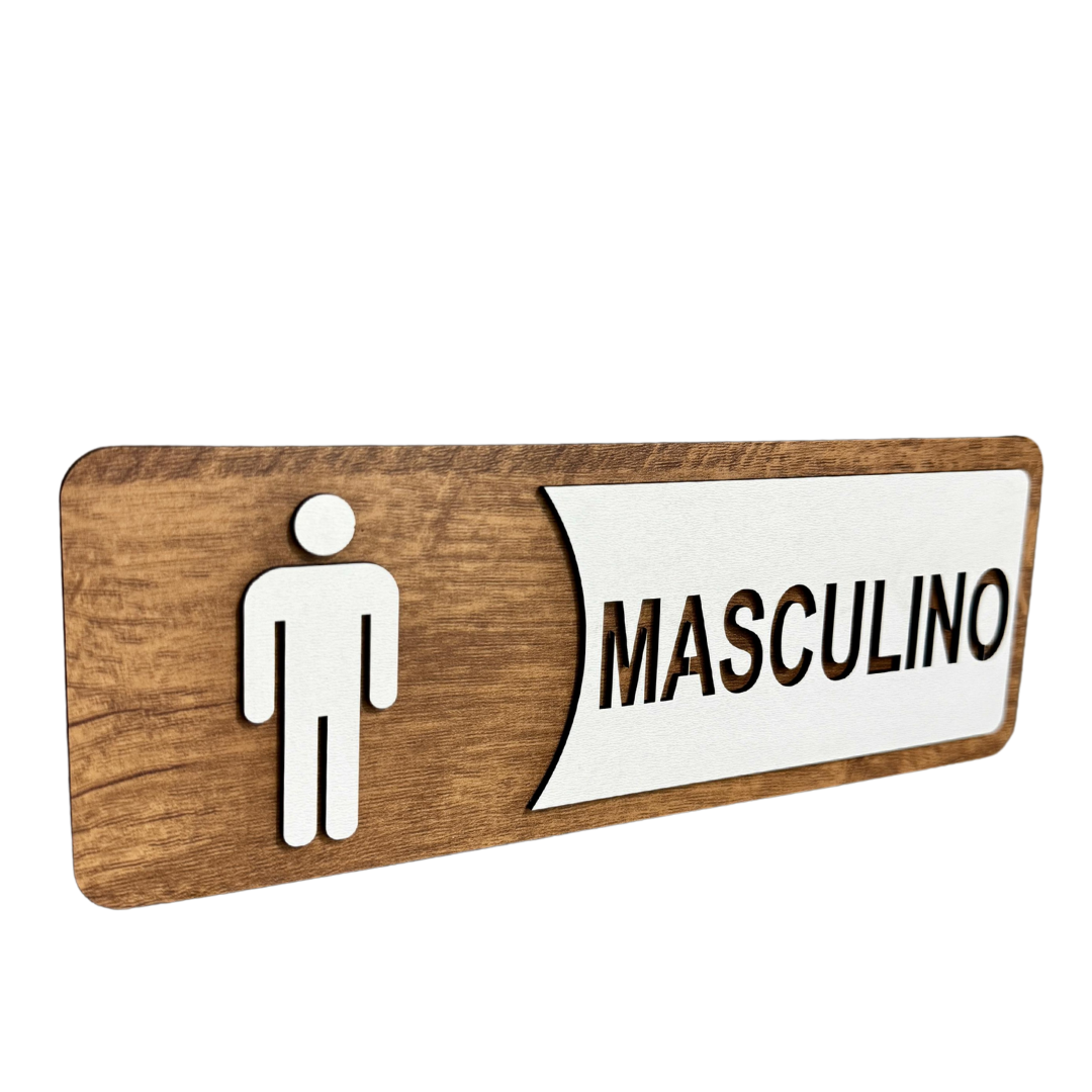 Placa de Sinalização Indicativa - Banheiro Masculino - Decora Arte Laser