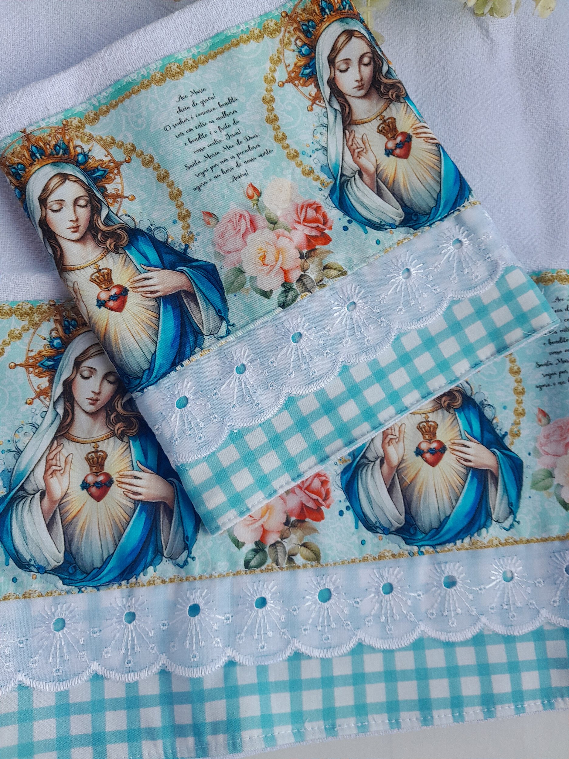 Pano de copa Sagrado coração de Maria - Ateliê Soar - panos de prato ...