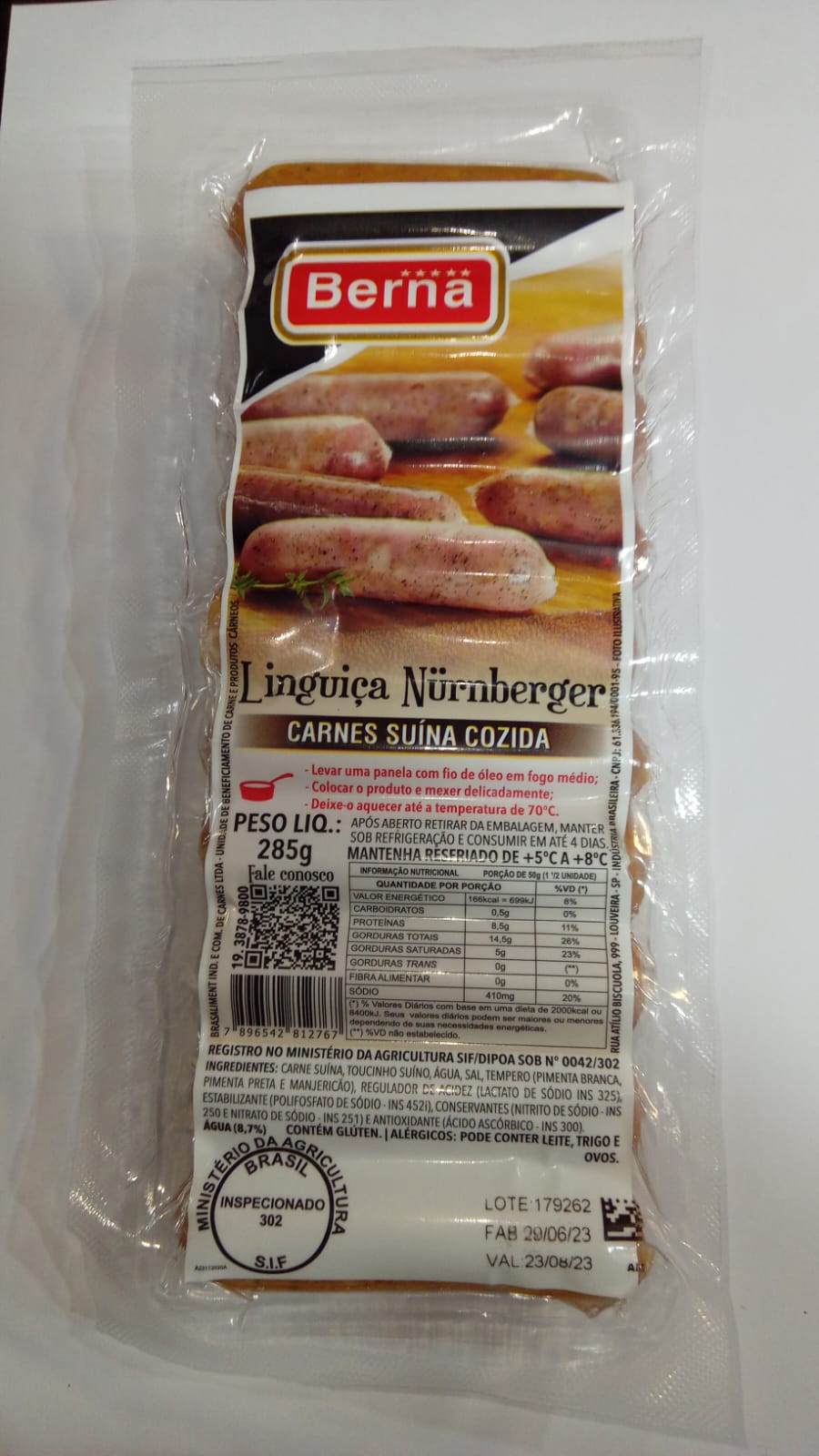 Linguiça Nurnberger gourmet - Berna Vila Leopoldina
