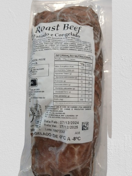 Roast Beef 530g - Fatiado e Congelado - Berna Vila Leopoldina