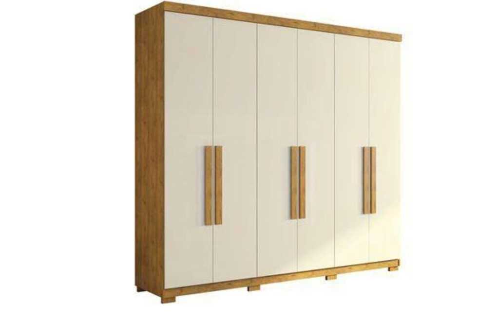 Roupeiro Monarca 6 Portas Sem Espelho - Cor Camaru/Perola - CASA FORNER