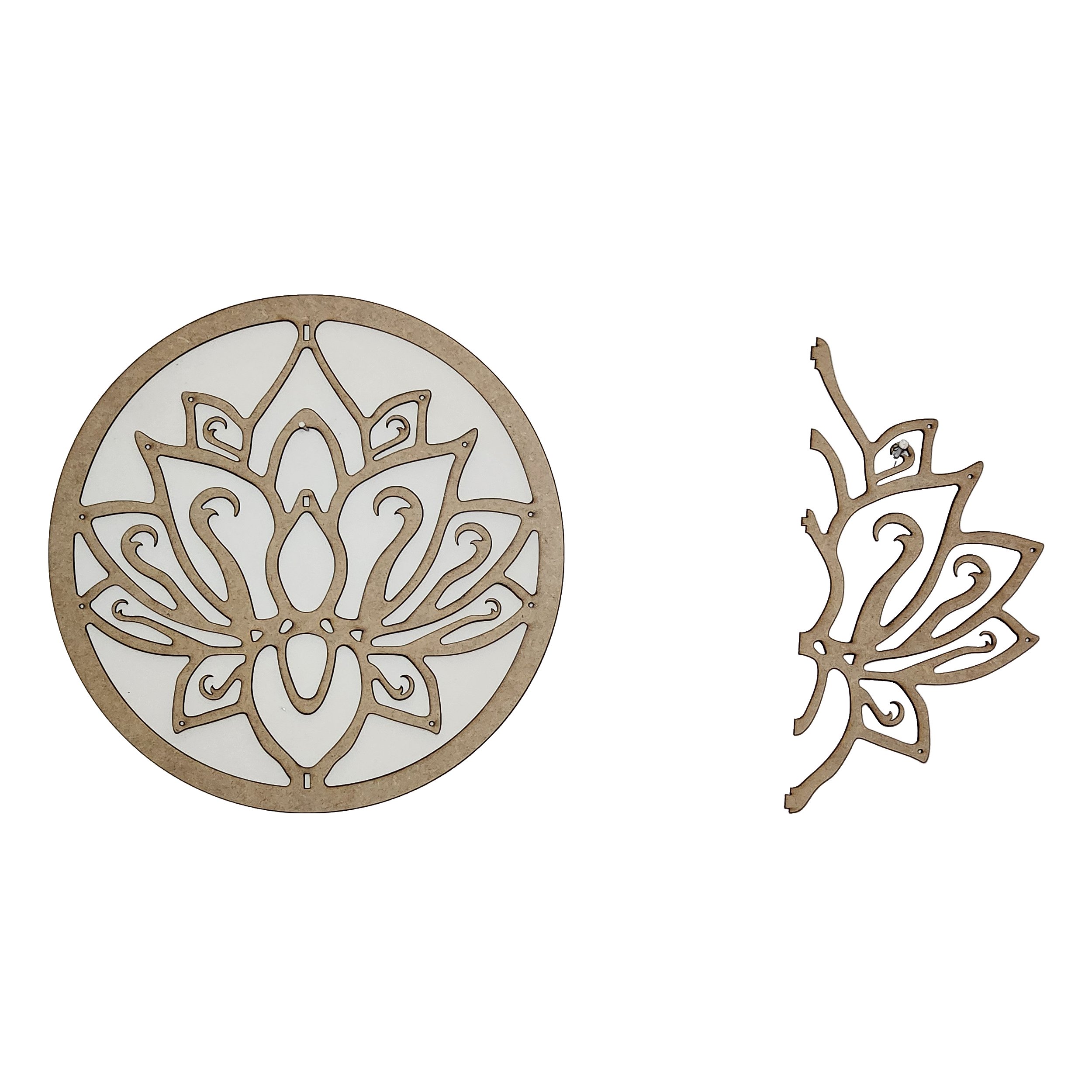FLOR DE LOTUS NO ARO COM ABA E FURO 3D - Cortes Laser em MDF