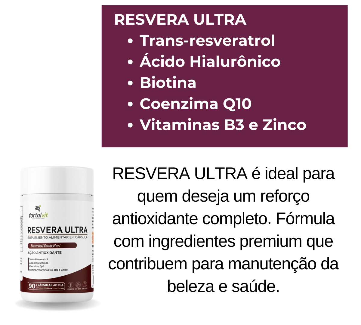 RESVERA ULTRA, 90 Cápsulas, Beauty Blend, Trans-resveratrol, Ácido ...