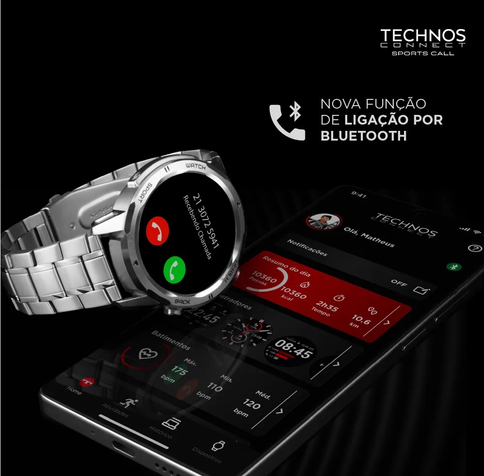 SMARTWATCH MASCULINO TECHNOS CONNECT TSPORTSCAB/6F - E-Relógios