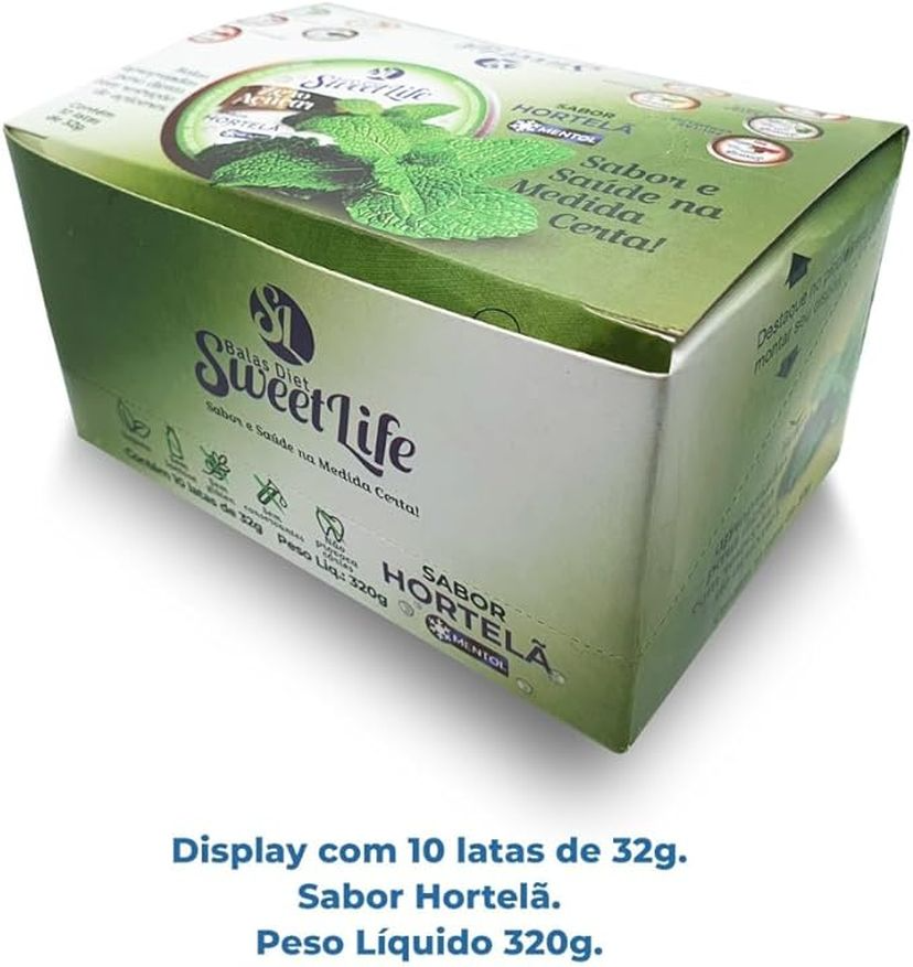 Bala Diet Sabor Hortelã dura zero açucar 100% Vegana, Sem Glúten - Loja ...