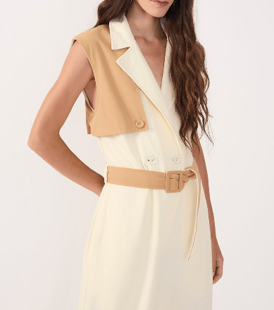 Macacão Linho Natural Bicolar - Dress To - SCARPE FARGOS