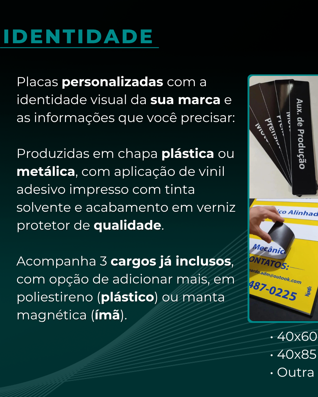 Placa Admite-se Personalizada em Plástico 40x85 cm com 5 Vagas | Kurth ...