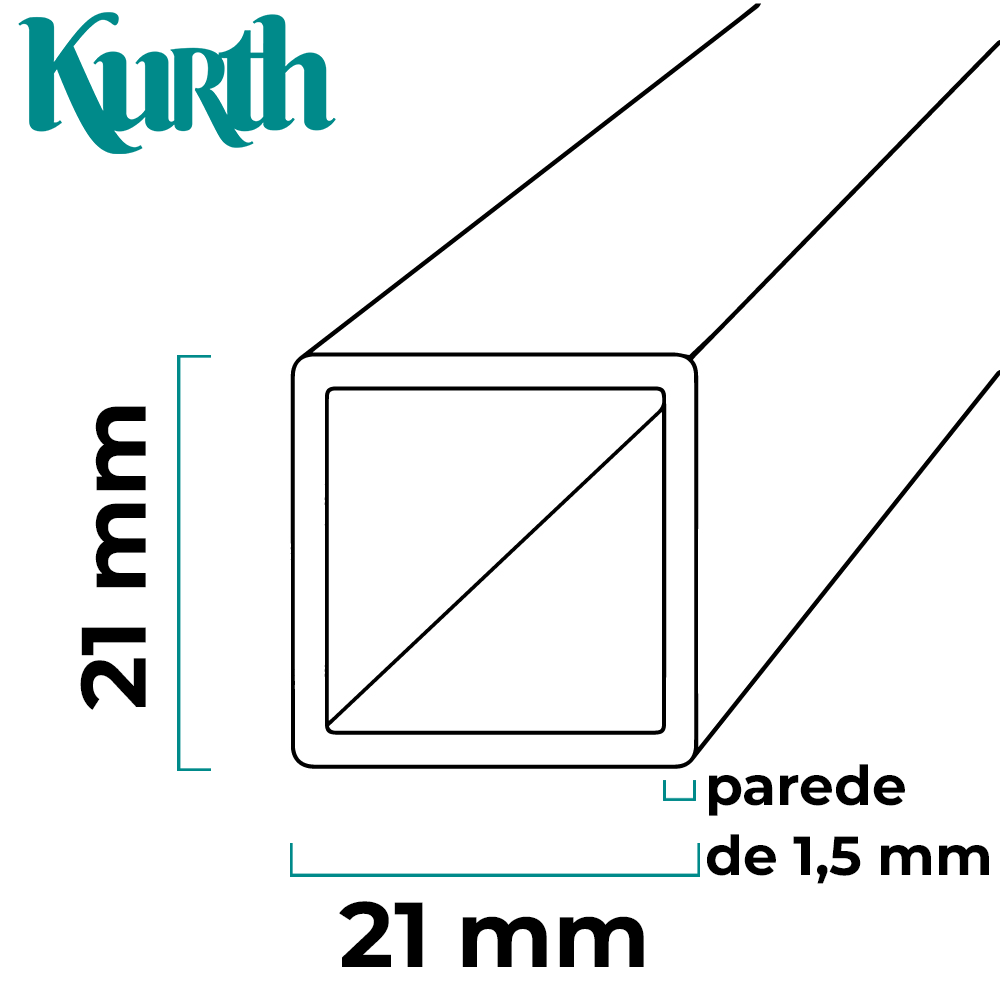 Perfil Tubo Quadrado em PS e PVC - De 21 mm, em Diversas Cores | Kurth ...