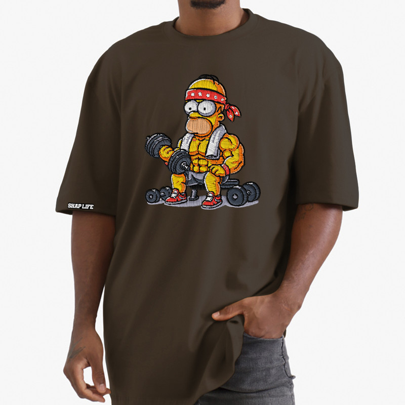 Camiseta Oversized Shap Life Efeito Bordado Homer BodyBuilder - 3560 ...