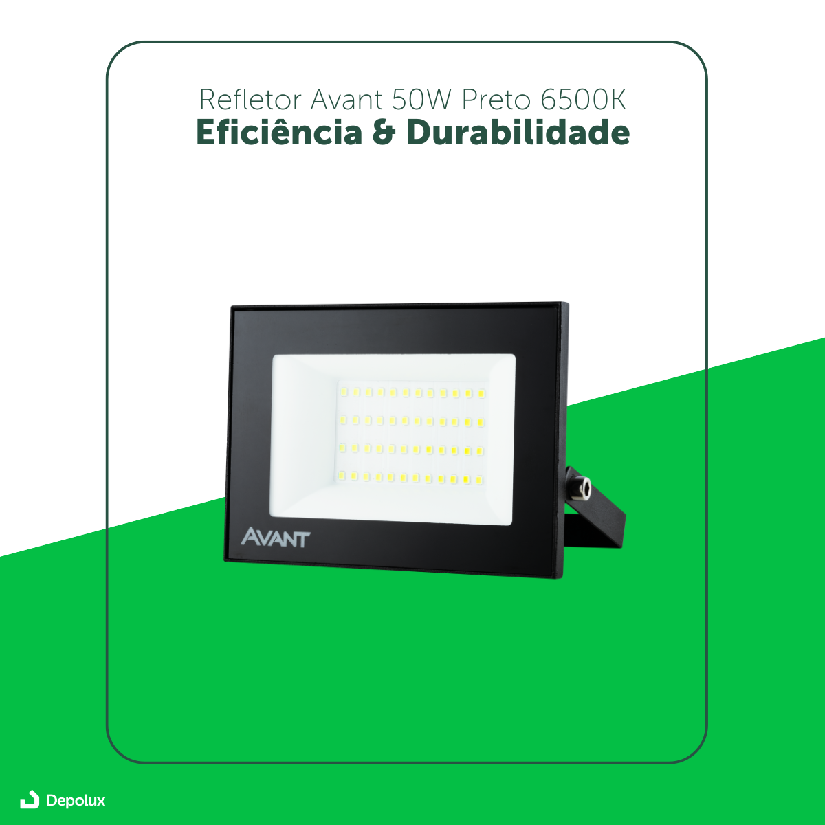 Refletor Led Avant 50W Slim 6500K Preto Externo Bivolt - Depolux
