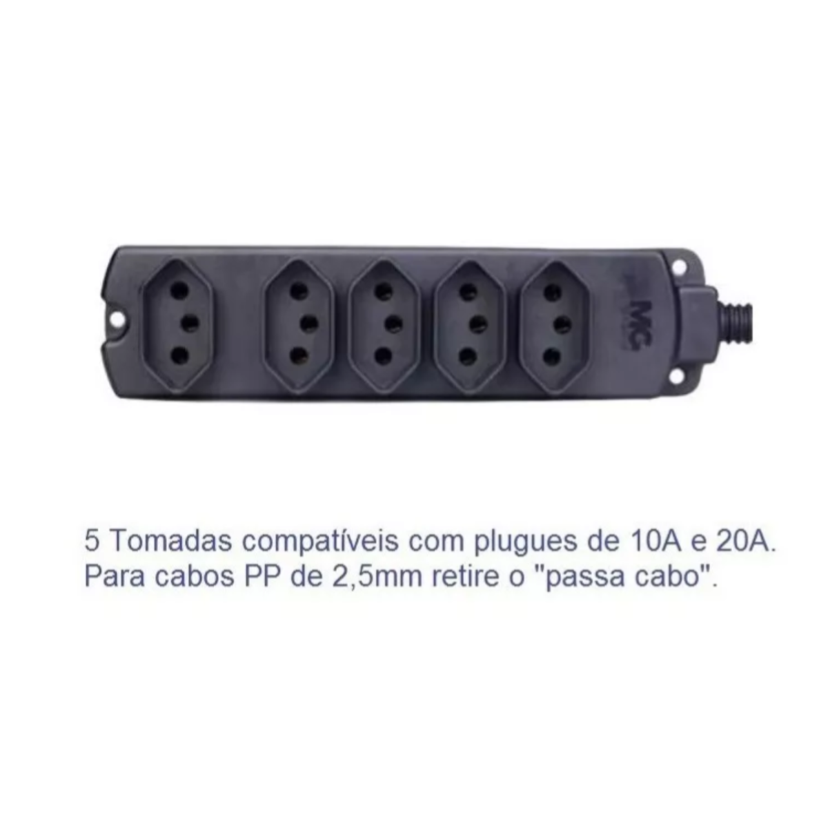 Régua De Tomada Em Barra Extensão Preto 20A/10A Margirius - Depolux