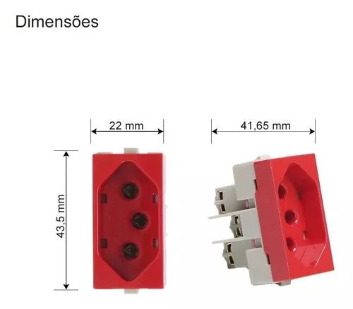 Módulo Tomada 2P+T 20A Sleek Vermelho MarGirius - Depolux