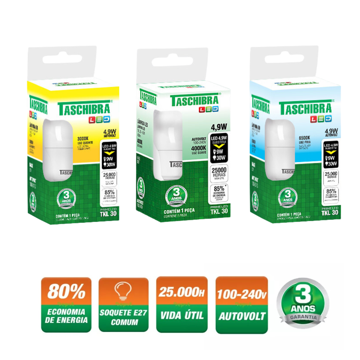 Lâmpada Led 4,9w Taschibra TKL30 Bivolt E27 - Depolux