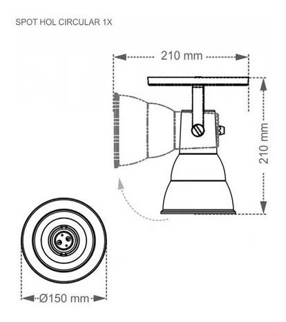 Spot De Sobrepor Hol Direcionável E27 Preto Taschibra - Depolux