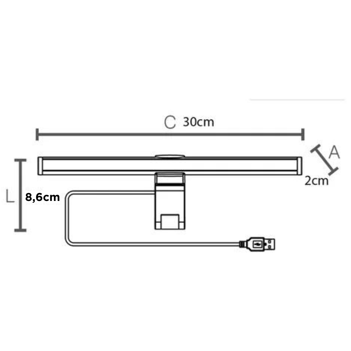 Luminária Barra Led Tela Monitor Computador USB Preta Taschibra - Depolux