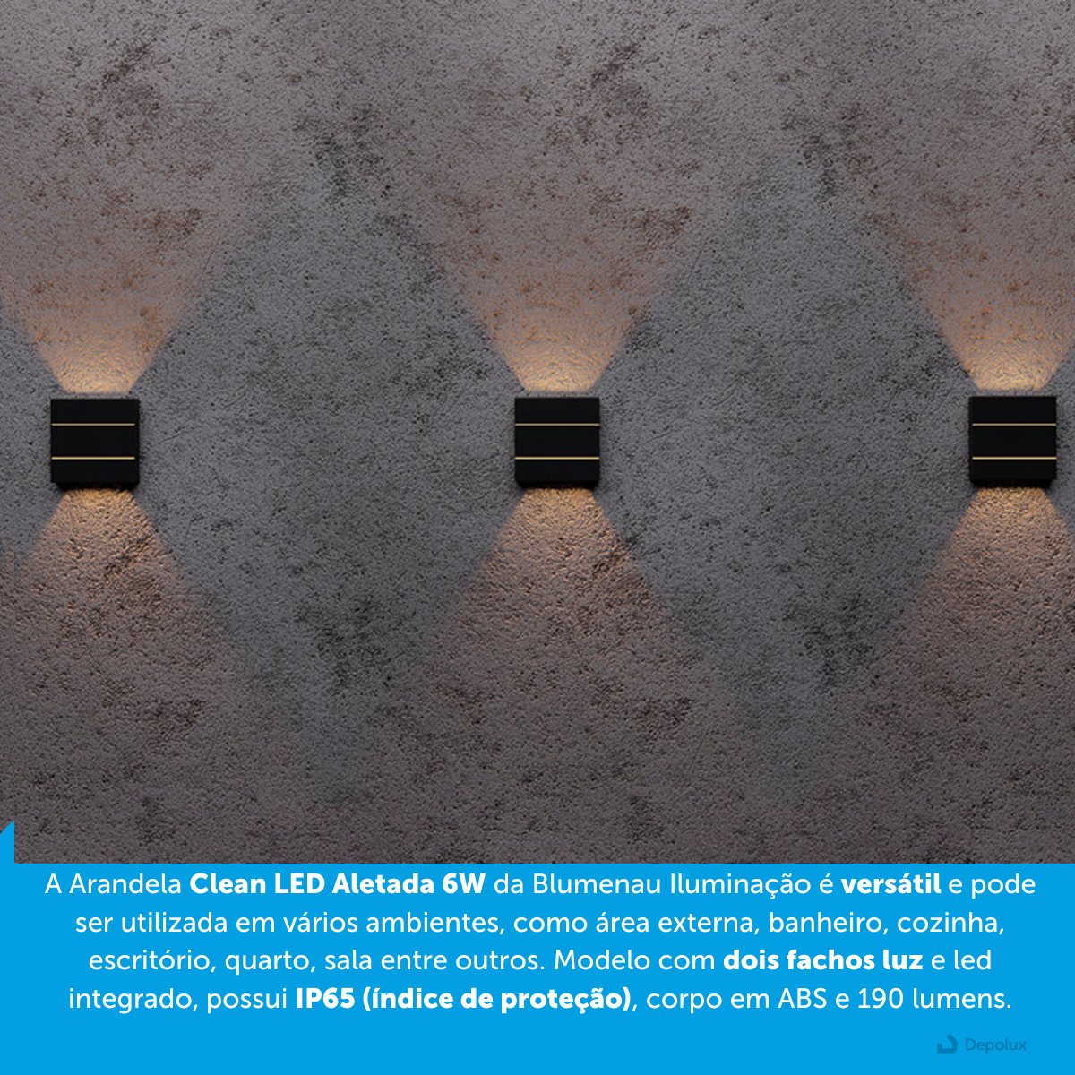 Arandela Led Externa 2 Fachos Clean Marrom 6w 3000k Blumenau - Depolux