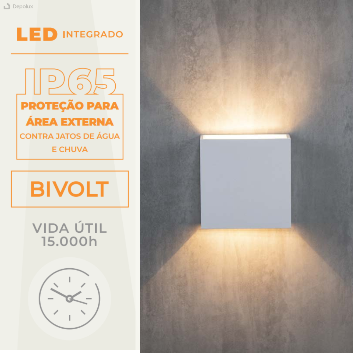 Arandela Led Externa 2 Fachos Light 4w 3000k Ip65 Germany - Depolux