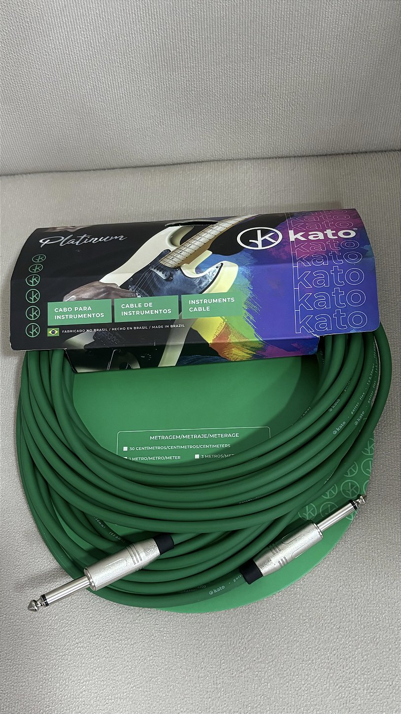 Cabo P10 para Guitarra e Instrumentos Kato P10 (M)/P10(M) Verde 10 met ...