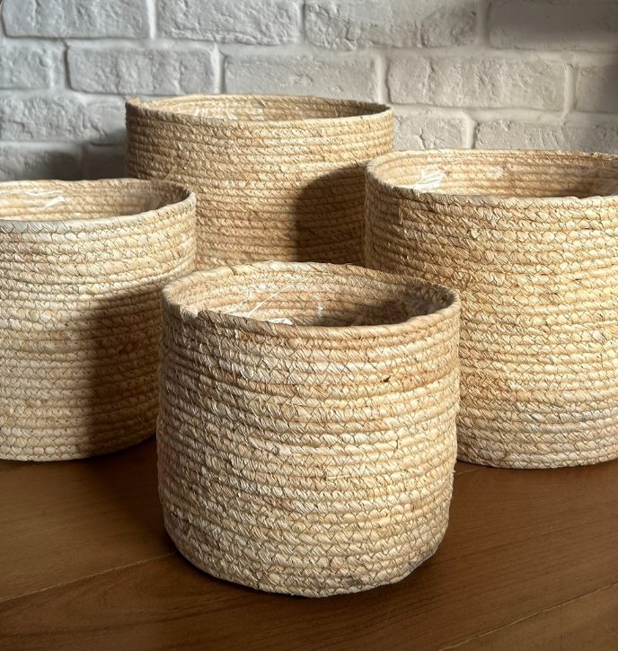Cachepot Para Plantas em Fibra Natural na Cor Palha (4 Tamanhos) - Casa ...
