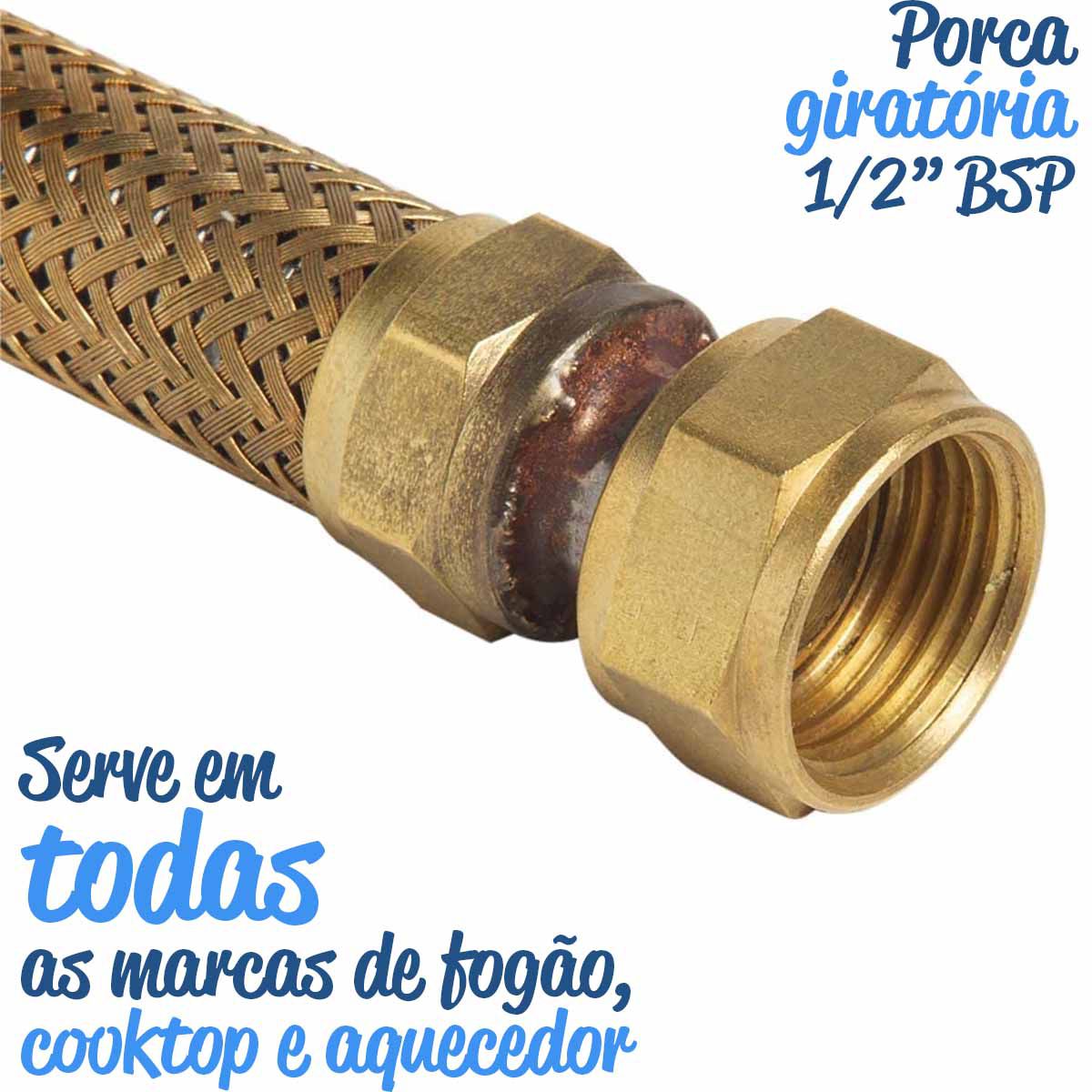 Flexível de Tomback 1/2 x 1200mm - Multicamadas - Tubos e conexões para gás