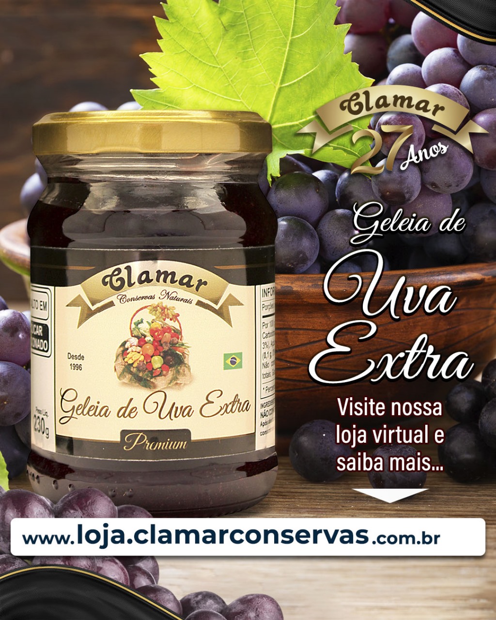 Geleia Artesanal de Uva 230g Clamar Conservas Extra - Clamar Conservas ...
