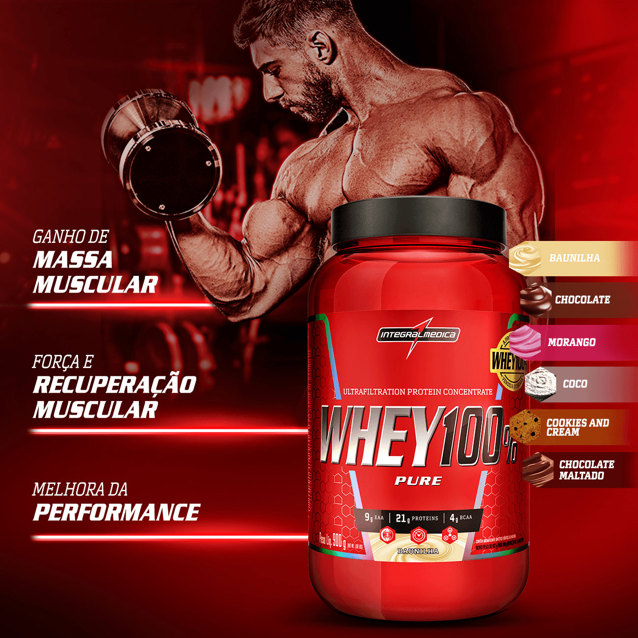 Whey Protein Concentrado Pote 900g - Integral Médica - Vibranium ...