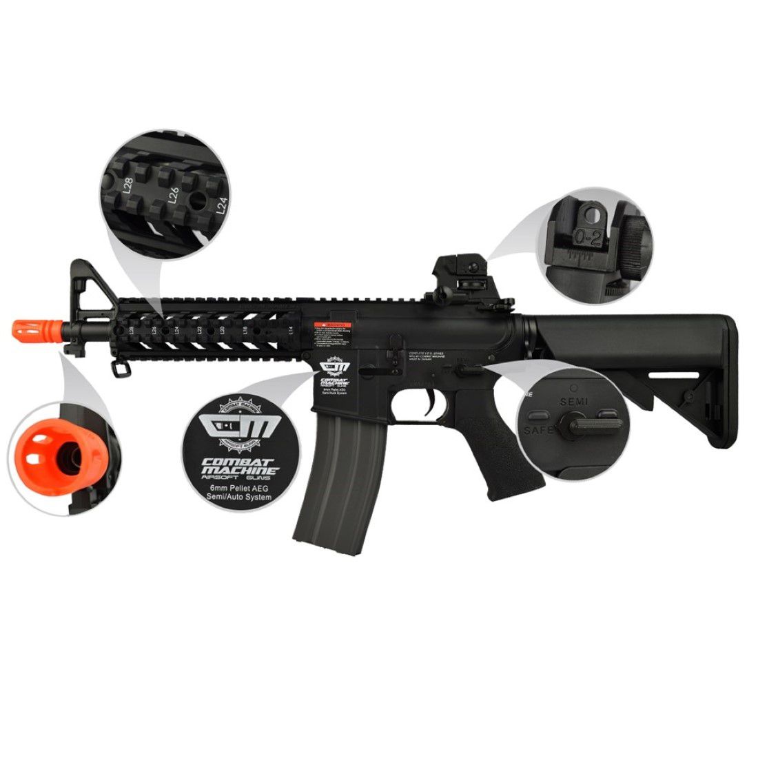 Rifle Airsoft Elétrico AEG M4 CM16 Raider Cqb Black 6mm - G&G Armament ...
