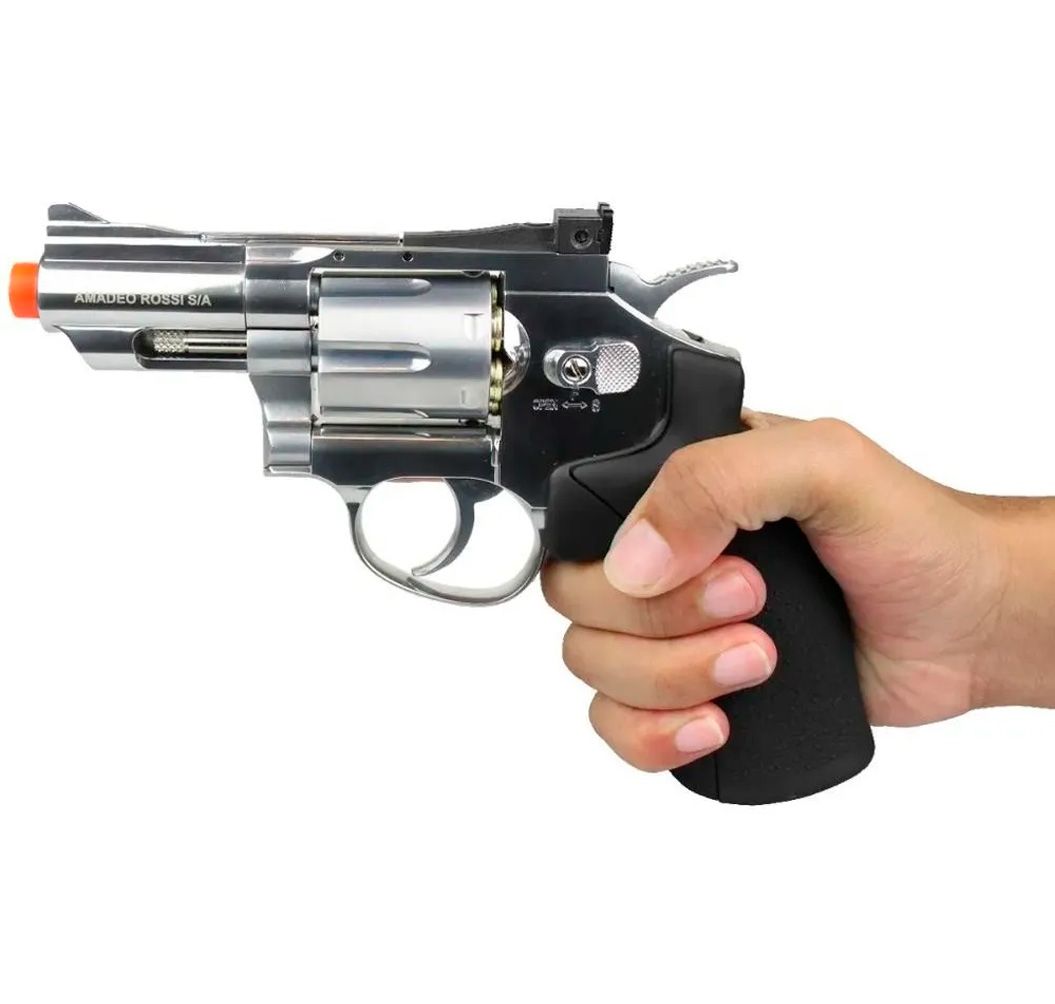 Revólver Pressão CO2 Win Gun 708S Cromado 4.5mm + Esferas Aço 4.5mm ...